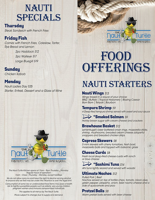 2020 NAUTI MENU | The Nauti Turtle