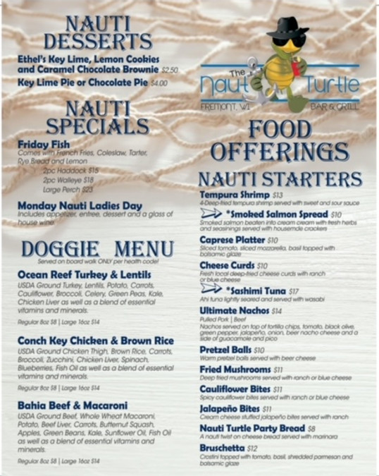NAUTI MENU | The Nauti Turtle