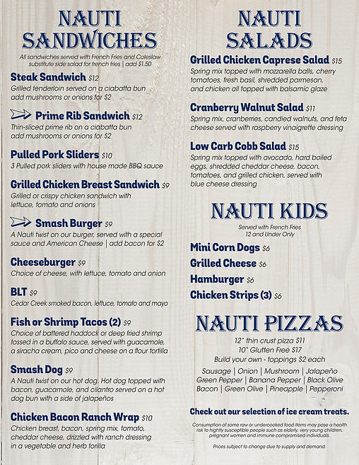 2020 NAUTI MENU | The Nauti Turtle