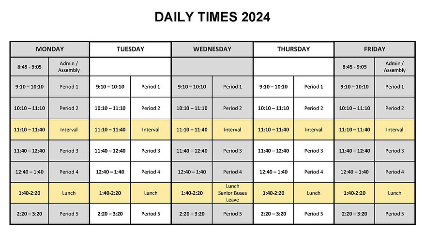 Term Dates, Timetable & Map | Howick College