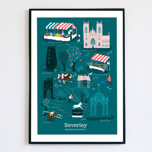 Beverley Landmarks Art Print (Dark) | Hannah Penrose Illustrations