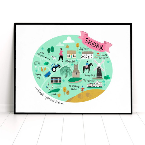 Skidby Landmarks Art Print (Light) | Hannah Penrose Illustrations