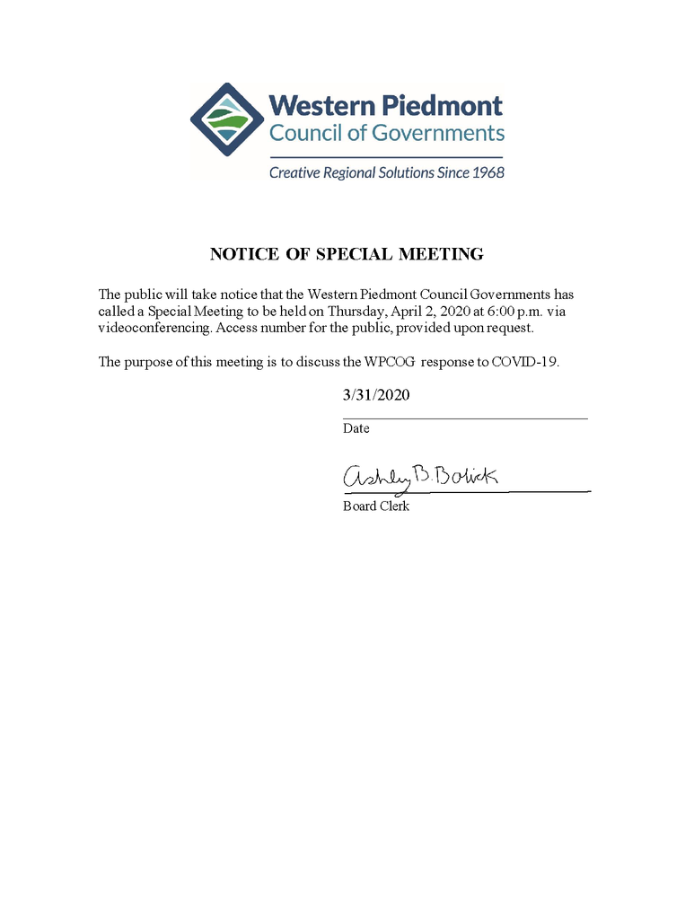 Notice of Special Meeting