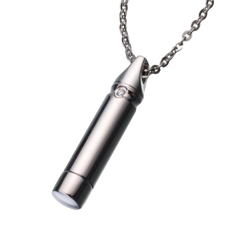 Titanium Cylinder Ashes Pendant with Crystal Chip Detail