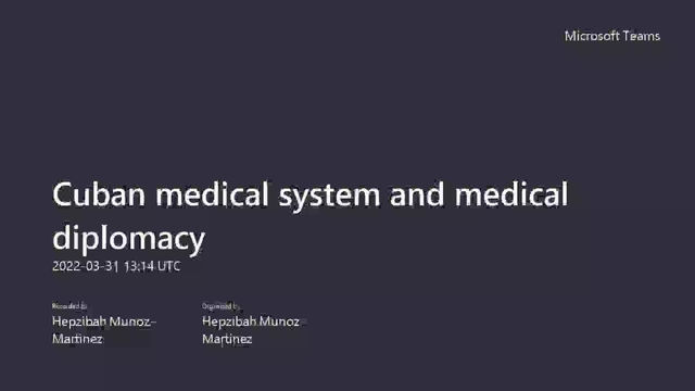 Cuban Health care and Medical Diplomacy