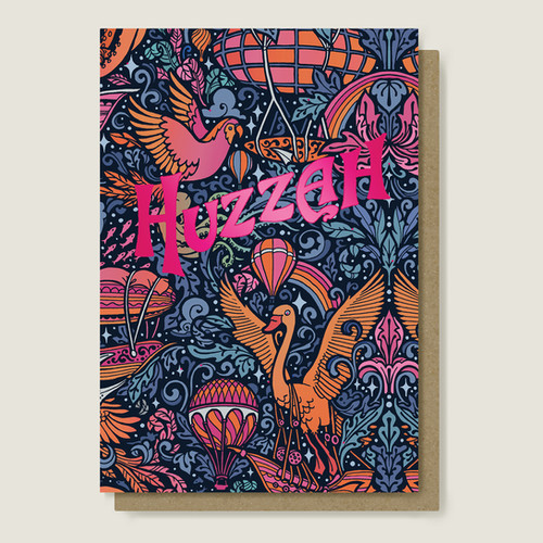 W/S Huzzah Card. Magenta Foiled, Celebration Card | genealityart