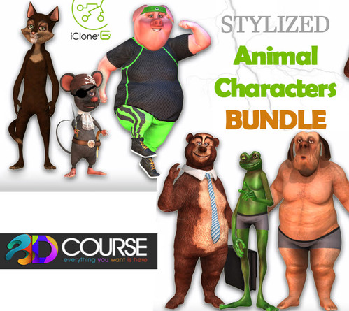 Stylized Animal Characters Bundle | 3dcourse