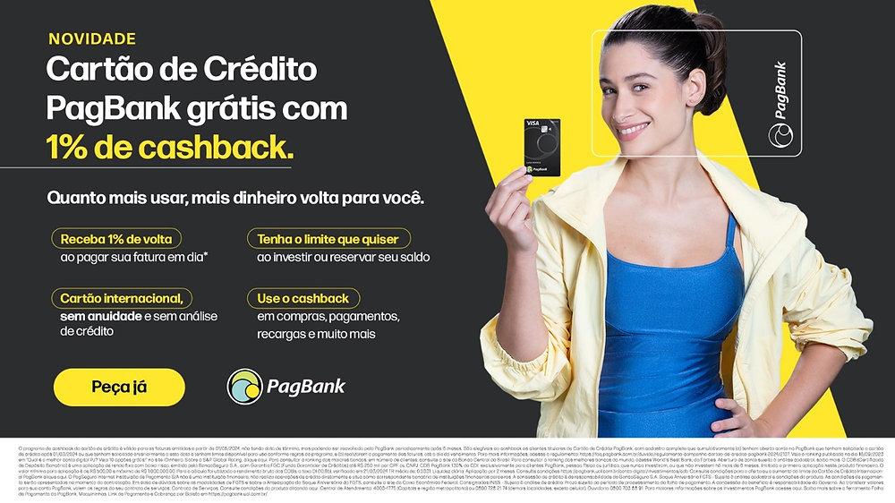 PagBank lança campanha de cashback de 1% em todas as compras feitas com ...