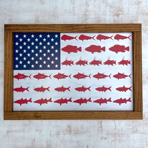 Coastal Pride Red Saltwater Fish Wood Framed Custom Sign | Custom Salty ...