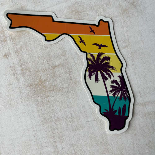 The Colors of Florida Sunset State Silhouette Salty Sticker | Custom ...