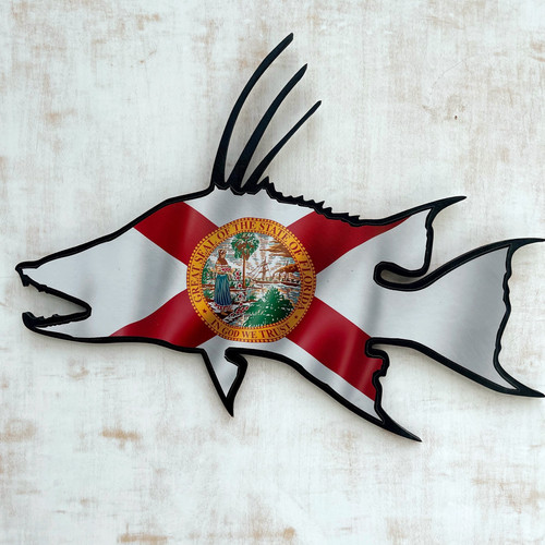 Florida State Flag Hogfish Cutout Sign | Custom Salty Signs
