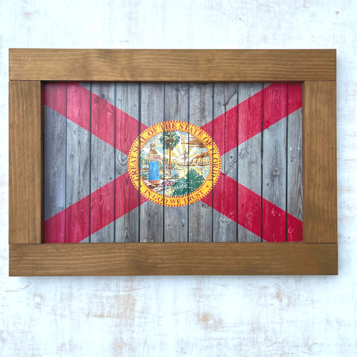 Florida State Flag Rustic Wood Framed Sign | Custom Salty Signs