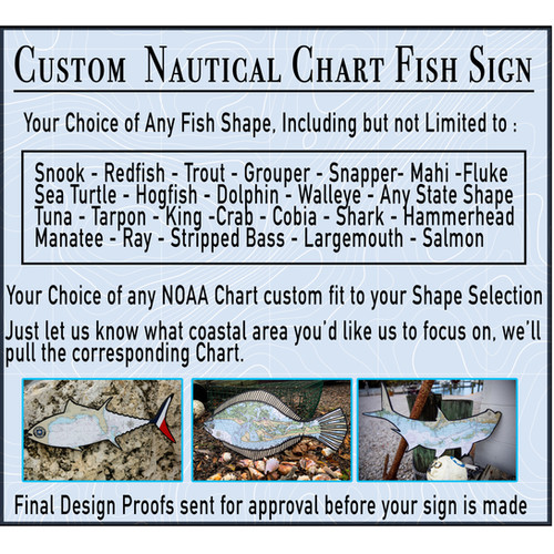 Custom Order - Your Choice of Fish & Chart Map | Custom Salty Signs