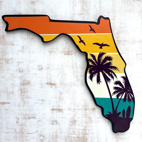 The Colors of Florida Sunset State Silhouette Sign | Custom Salty Signs