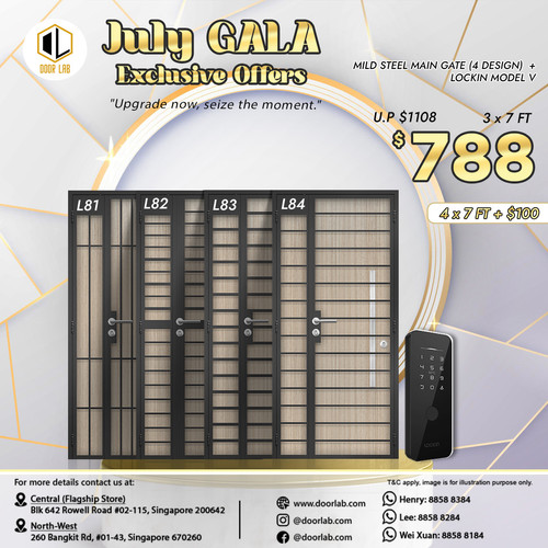 Mild Steel Main Gate (L-Series) + Lockin Model V | Door Lab