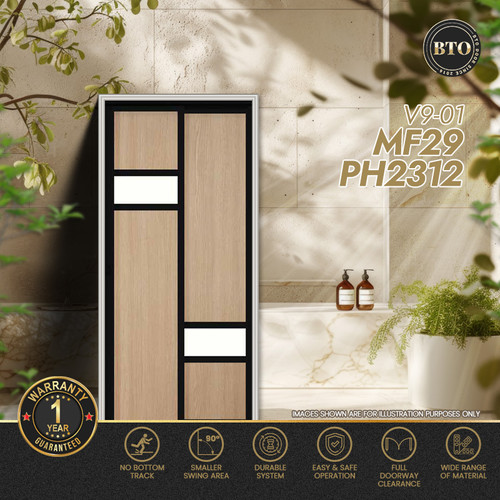 VYY SwingSlide Toilet Door (V9-01+MF29+PH2312) | BTO Door