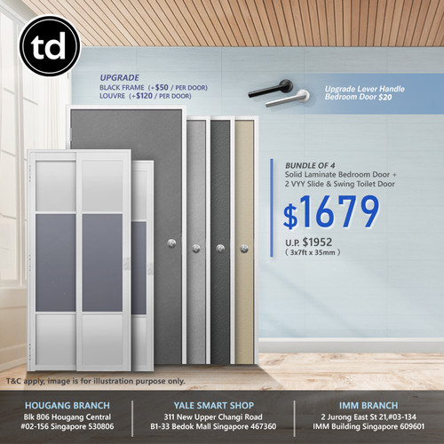 Bundle of 4 Laminate Bedroom Doors + Bundle of 2 VYY Swing Slide Toilet ...
