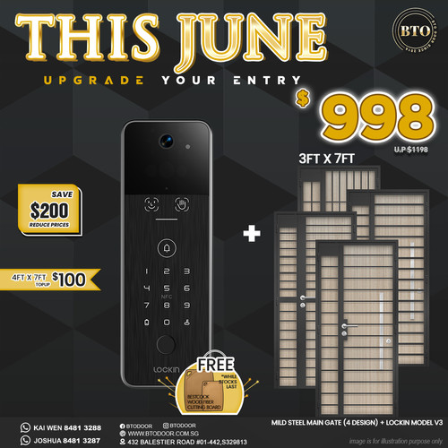 Mild Steel Main Gate (S-Series) + Lockin V3 (Gate) | BTO Door