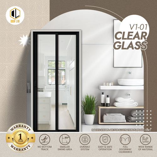 VYY Swing Slide Toilet Door (V1-01-CLEAR GLASS) | Door Lab