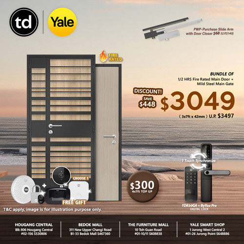 Laminate Fire Rated Main Door + Main Gate + Yale YDR30GA/ Yale ByYou ...