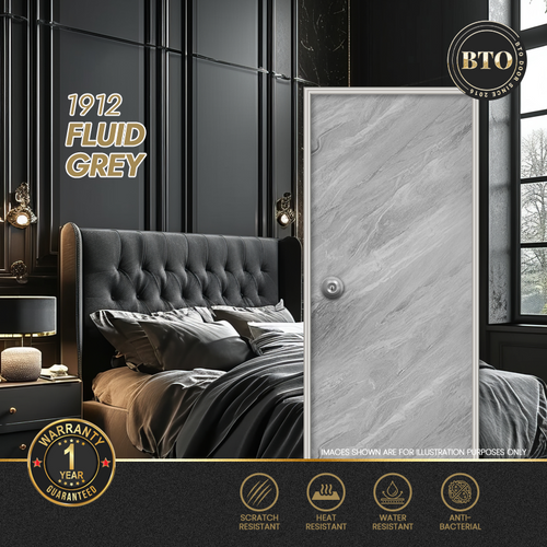 HDB Solid Laminate Door - (Fluid Grey - 1912) | BTO Door