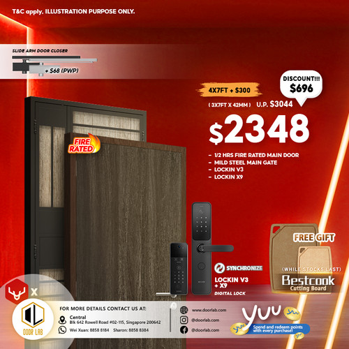 Laminate Fire Rated Main Door + Mild Steel Main Gate + Lockin X9 + V3 ...