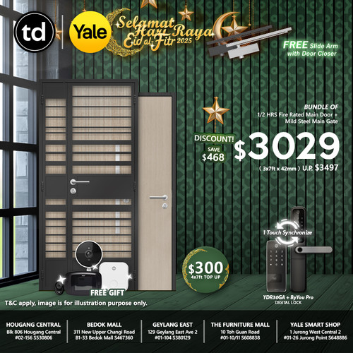 Laminate Fire Rated Main Door + Main Gate + Yale YDR30GA/ Yale ByYou ...