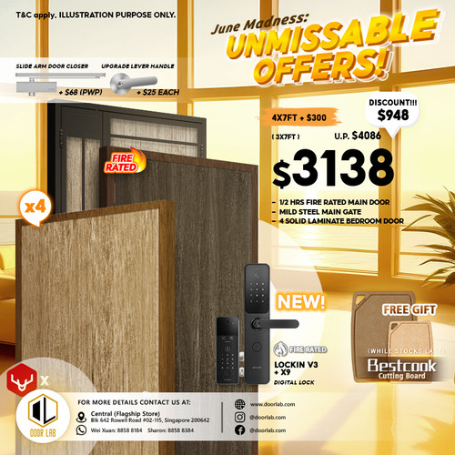 Laminate Fire Rated Main Door+Main Gate+04xBedroom Doors+Lockin X9+V3 ...