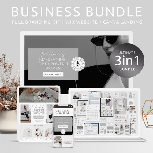 3-in-1 Business Bundle (Gray) - wix website, canva landing and branding kit