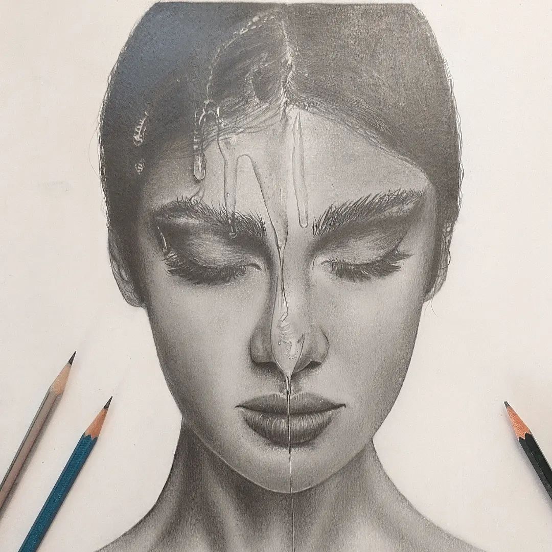 honey on face realistic pencil drawing / print | Chalzo