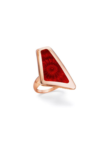 Edge Rose Gold and Red Enamel Ring | House of Benney