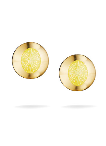 Ellipse Gold and Yellow Enamel Stud Earrings | House of Benney