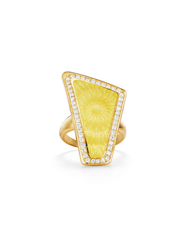 Edge Medium Gold, Diamond, and Yellow Enamel Ring | House of Benney