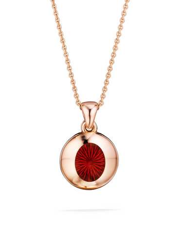 Ellipse Rose Gold and Ruby Enamel Pendant | House of Benney