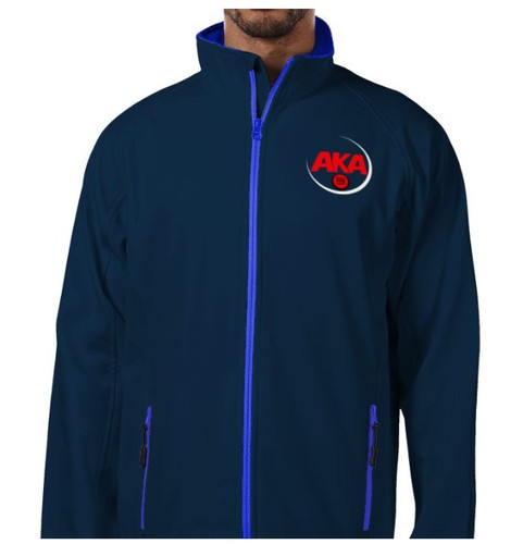 Adults Softshell Jacket Small AKA Logo, Navy with blue Zip | AKA