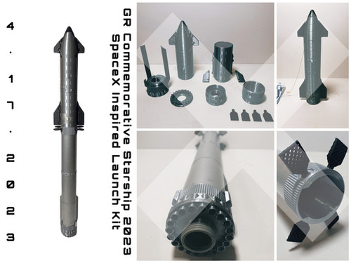 Commemorative Starship 24/7 | SpaceX inspired model rocket kit BT70 ...