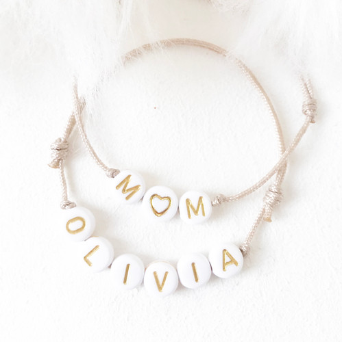 Personalised Mother & Daughter Matching Beaded Bracelets | Ohlala London
