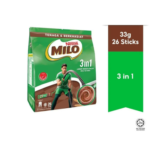 Milo 3 in 1 (26 Sticks) | Kedai Runcit 888