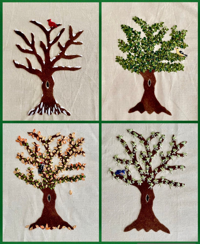 Village Wanderings—Seasonal Trees: Printed Pattern | needleseyestories