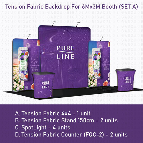 Tension Fabric Backdrop For 6Mx3M Booth (SET A) | BIGAD2U