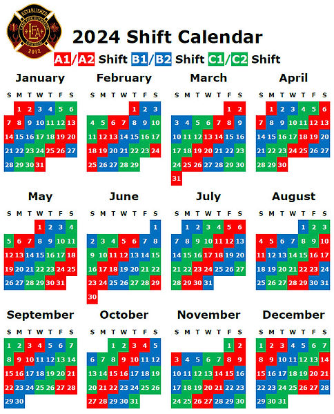 LFA Shift Calendar | lane-fire