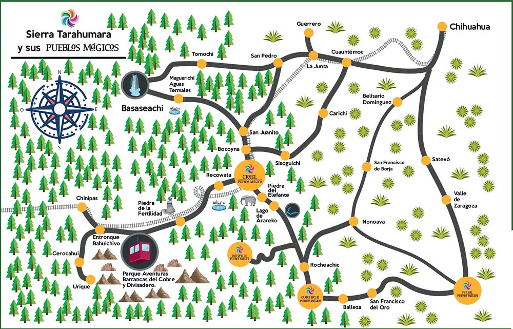 Mapas del pueblo mágico de Creel y la Sierra Tarahumara