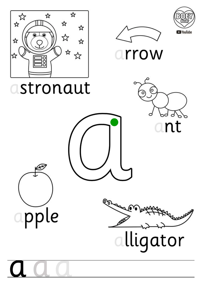 Free Printable - What words begin with "a"?