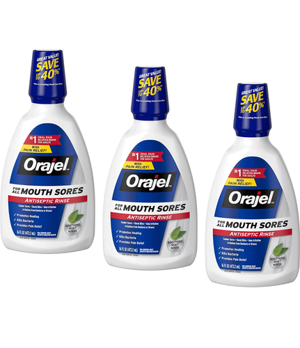 구내염 구강내발진 치료제 (가글형) Orajel Antiseptic Mouth Sore Rinse - 3 Pack ...