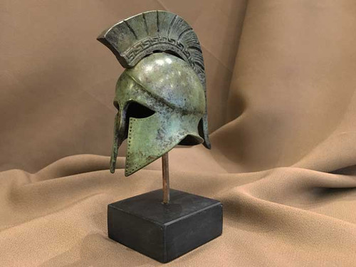 small bronze helmet with Greek key crest | It's All Greek