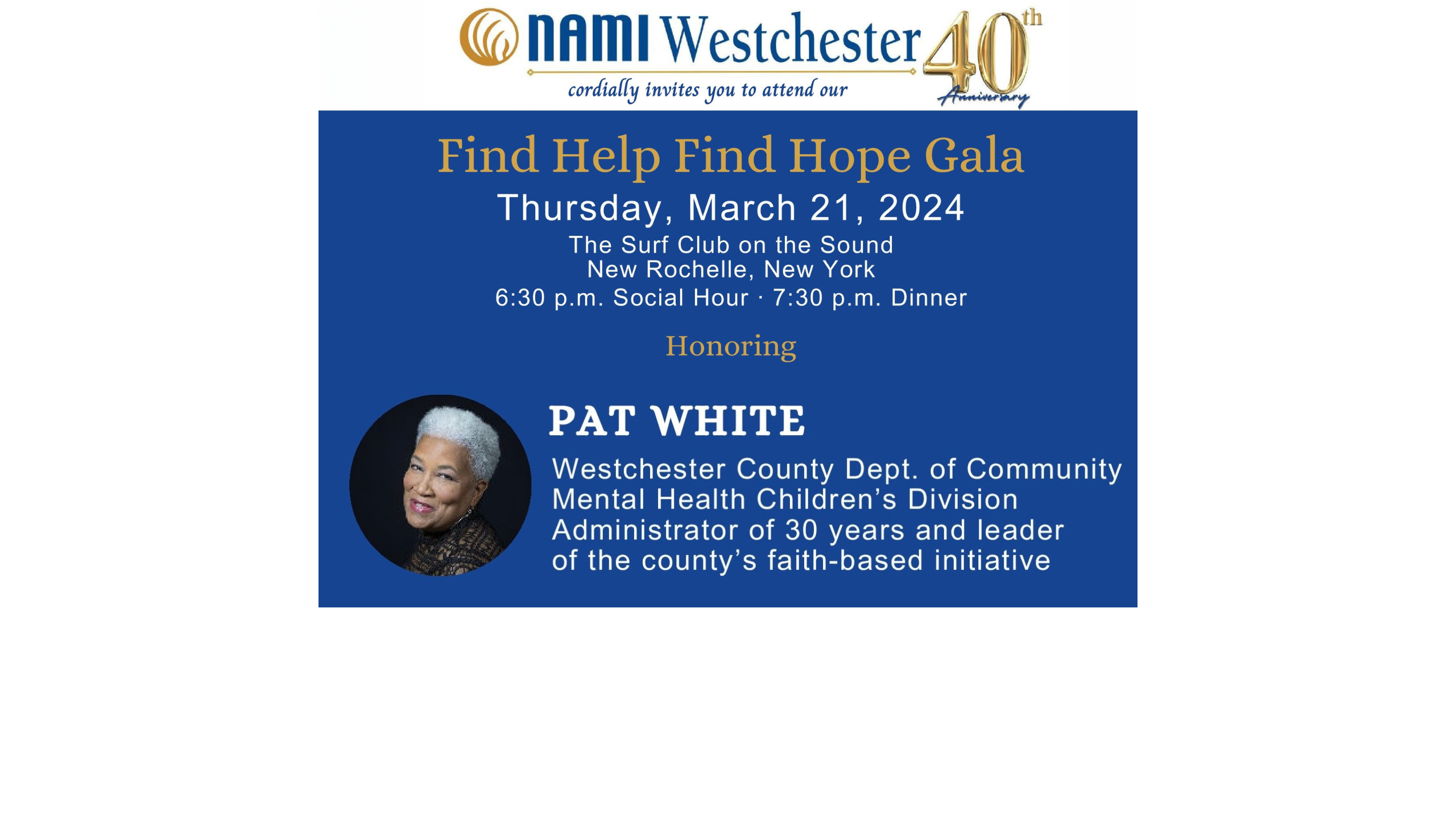 NAMI Westchester 40th Anniversary Gala - Honoring Pat White | STSI
