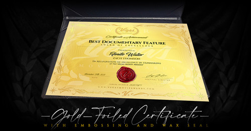 VMA's OFFICIAL PRINTED CERTIFICATE | VegasMovieAwards