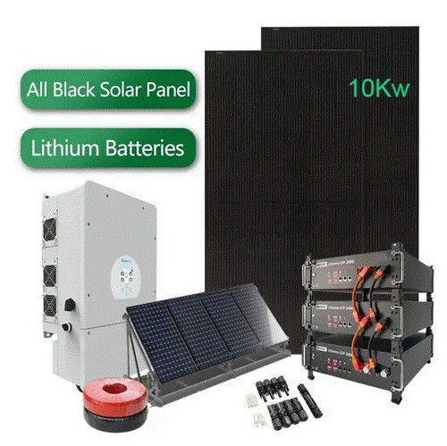 10KW Full Set;Hybrid Three Phase;Battery;Black Panel Monocr; Inverter ...