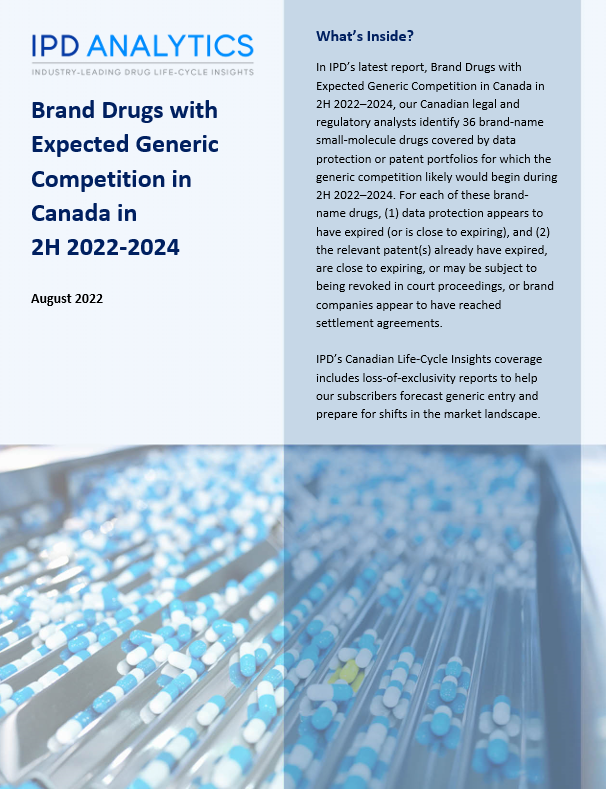 Brand Drugs with Expected Generic Competition in Canada in 2H 2022-2024