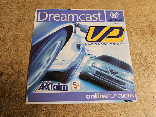 Vanishing Point Dreamcast front insert inlay | MyRetroShop.com
